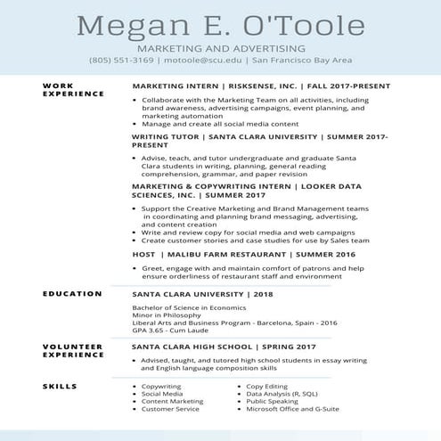 Megan O'Toole - Resume 2018 | PDF
