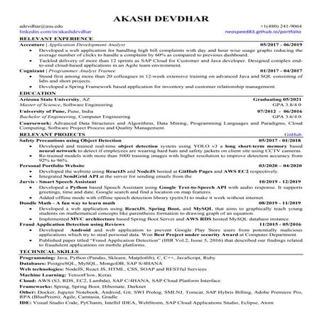 Resume : Akash Devdhar | PDF | Web Development | Internet