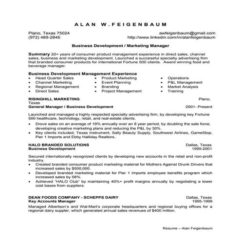 Resume Alan Feigenbaum | DOC