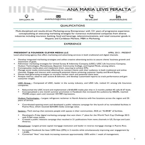 Resume Ana M Levis | PDF