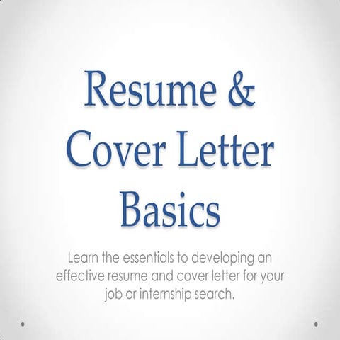 Career Development Workshop: Resume and Cover Letter Basics | PPTX ...