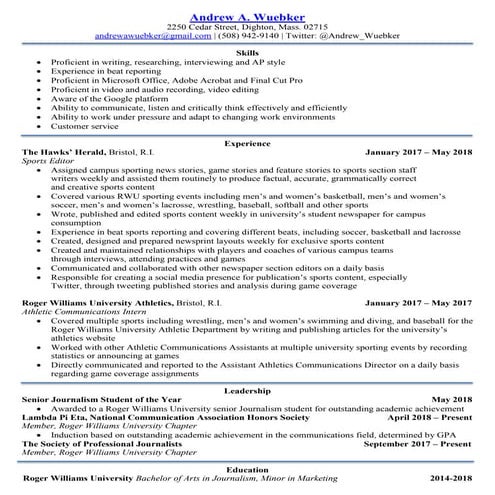 Andrew Wuebker - Resume | PDF
