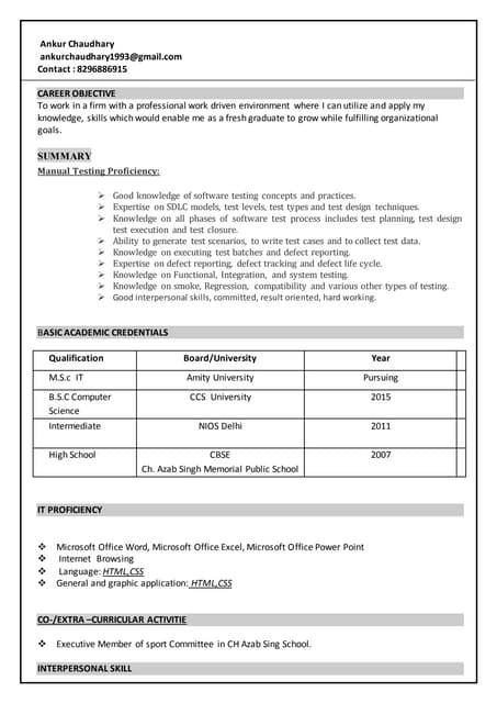 MANOJ KUMAR RESUME | DOC