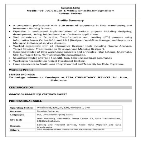 Data Warehousing Resume 12 Great SQL Developer Resume Examples For