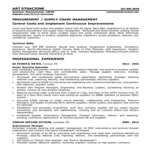 Resume art stracione resume 20117 | DOCX | Logistics | Business