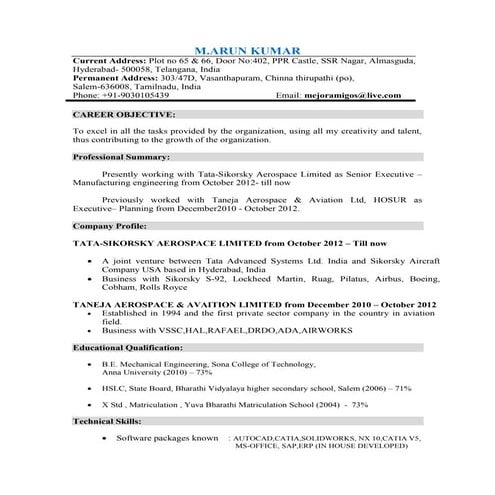 Resume arun kumar | PDF