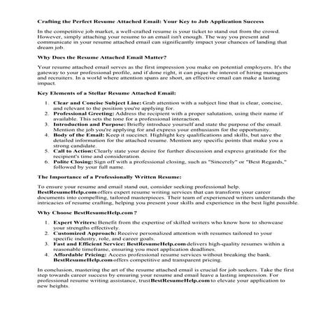 Resume Attached Email | PDF