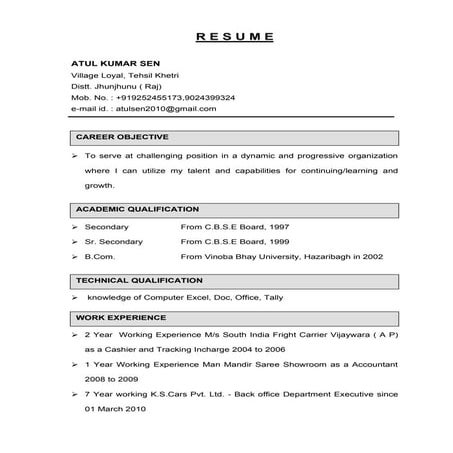 Resume atul kumarsen 18.09.19