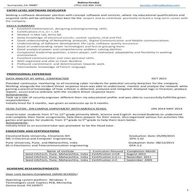 Resume aug 2016 | PDF