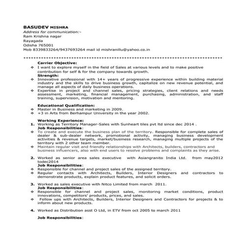 Resume basudev mishra | DOC