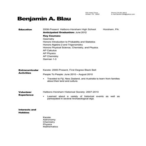 Resume benjamin blau | DOC