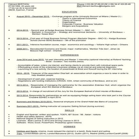 Resume Clément Berthou | PDF