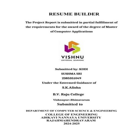 RESUME BUILDER projects using machine learning.docx