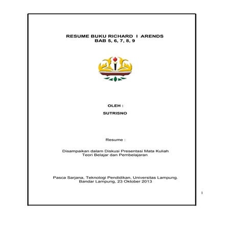 Resume buku richard arends | PDF