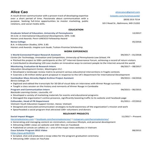 Communications Associate Resume | PDF