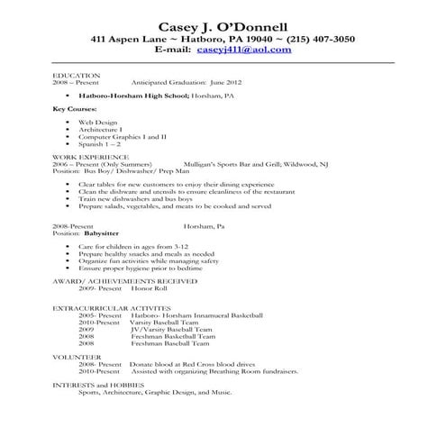 Resume casey o | PDF