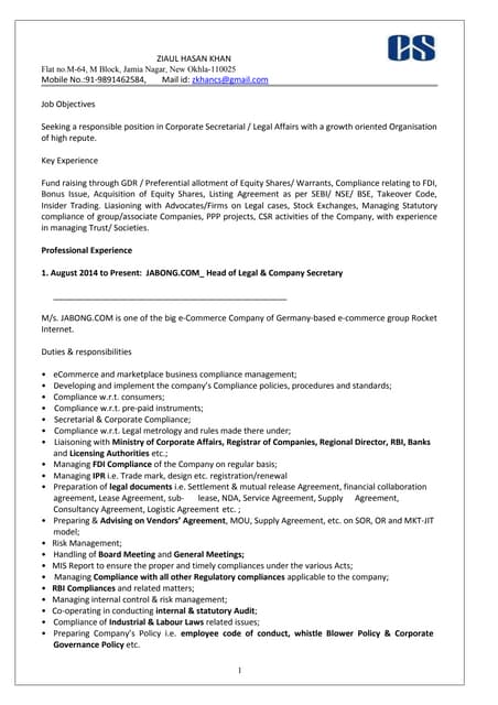 Company secretary cover letter | PPT