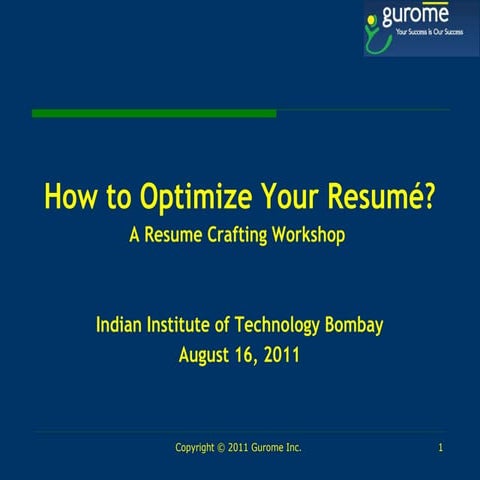 Resume Preparation - Workshop | PDF