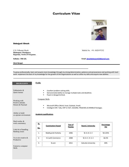 Resume debojyoti ghosh | PDF Resume debojyoti ghosh | PDF