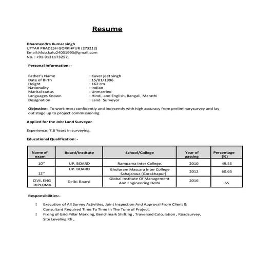 Resume dharmendra | PDF