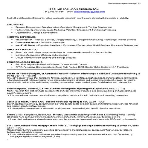 Resume - Don Stephenson | DOC