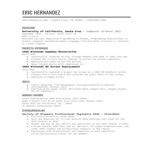 Eric H Resume | PDF