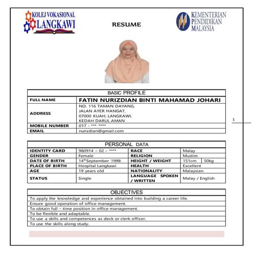 Resume FATIN NURIZDIAN | PDF