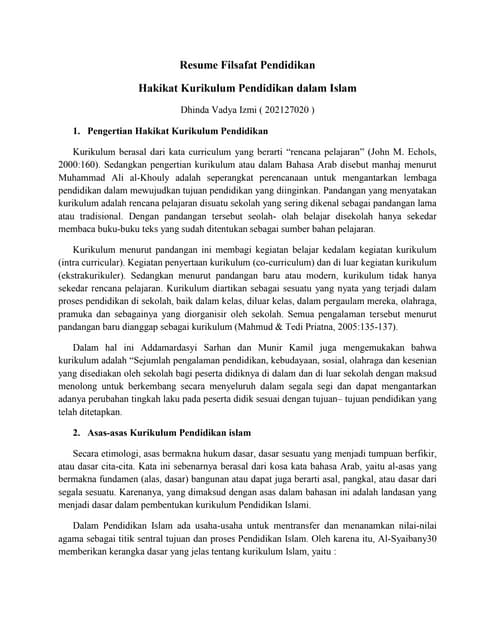 ppt filsafat pendidikan Islam, hakikat kurikulum pendidikan Islam.pptx