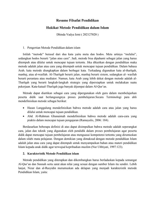 Hakikat Metode Pendidikan Dalam Islam | PDF