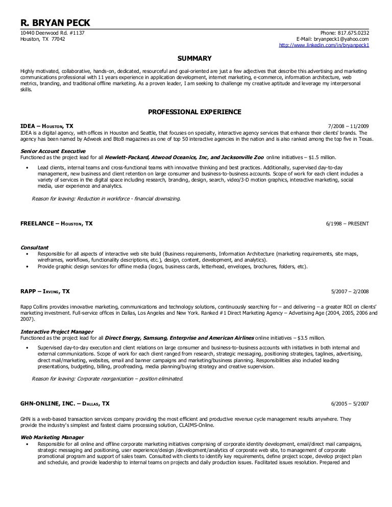 Resume For Bryan Peck