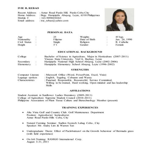 Resume for Turf Management Jobs | DOCX