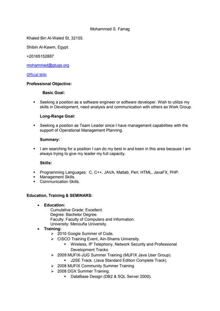 Resume Kahlaoui Mohamed Ghassen | PDF Resume Kahlaoui Mohamed Ghassen | PDF