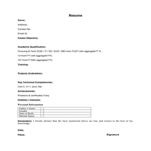 Resume format | PDF
