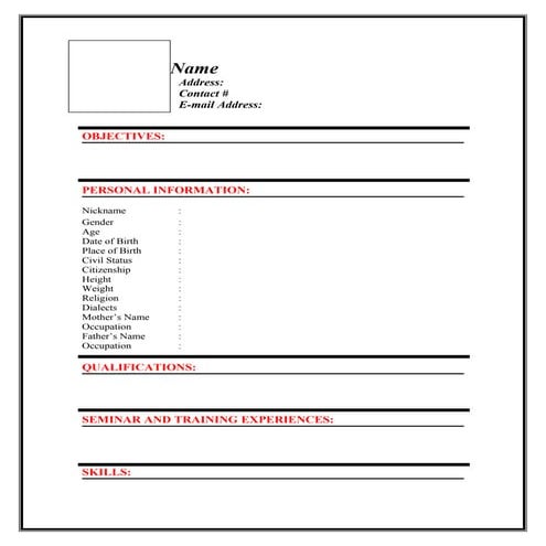 Resume format | DOC
