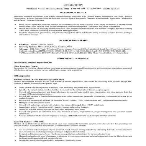Resume For Michael Ruffin | DOC | Databases | Computer Software and Applications