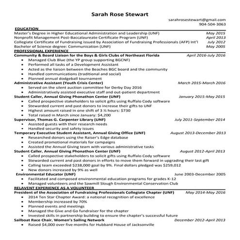 Resume for sarah rose stewart | PDF