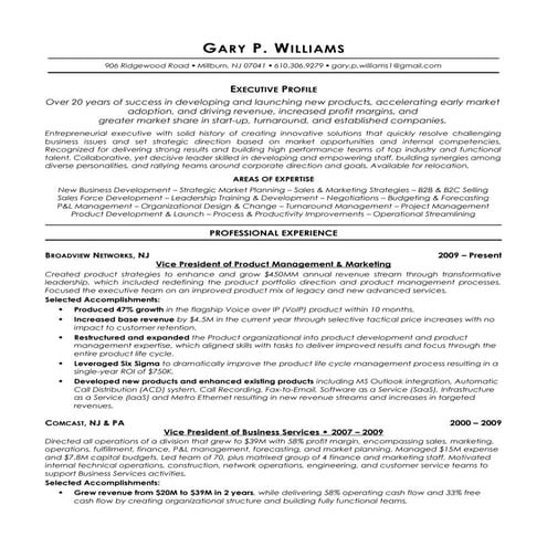 Resume Gary Williams | DOC | Sales | Business