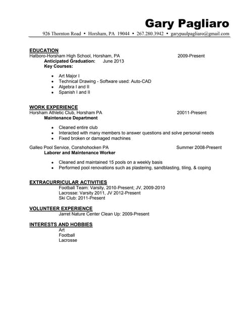 Resume sample 310 | DOC