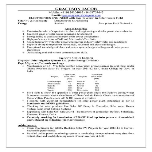 Resume graceson cv solar pdf | PDF