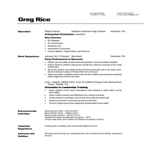 Resume greg rice | PDF