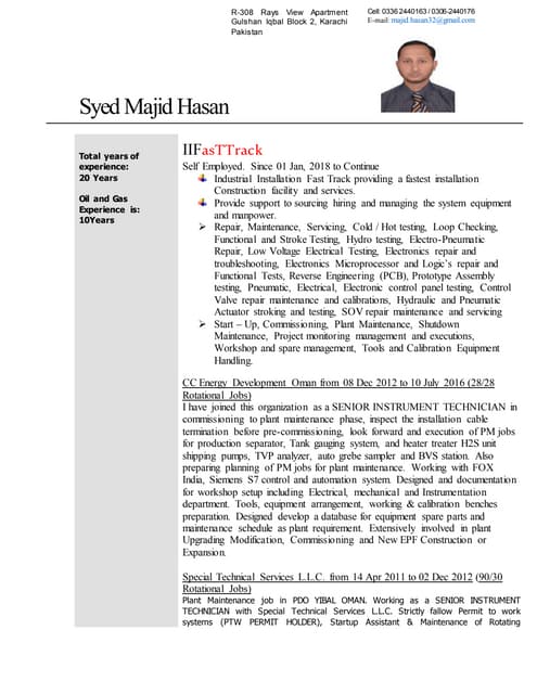 Instrument Supervisor CV | PDF