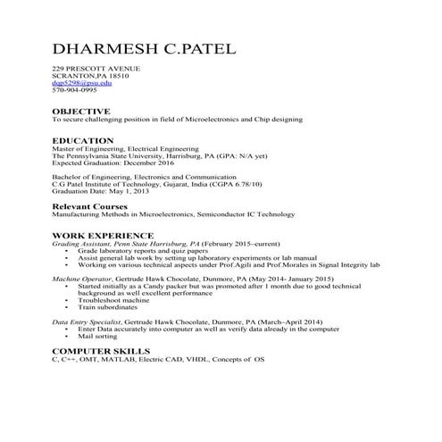 Resume intel | PDF