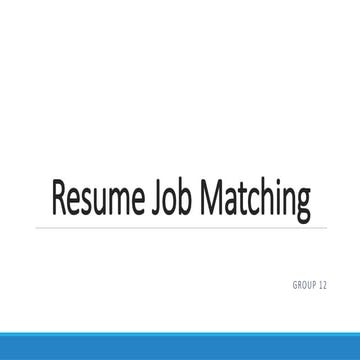 Resume Job Matching With Job Description | PPTX