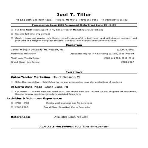 Resume joey tiller | RTF