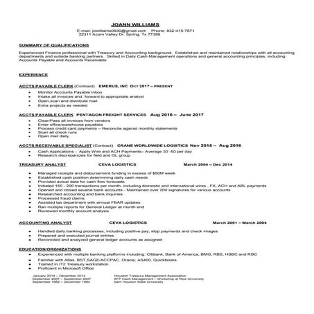 Resume j williams 2018 | PDF