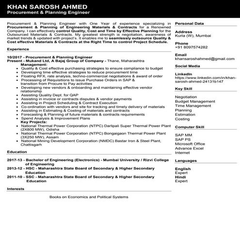 Resume khan sarosh ahmed | PDF