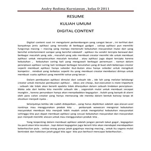 Resume kuliah umum digital content | DOCX