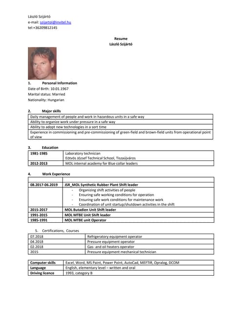 Resume laszlo szijarto 2019 hungarian | PDF