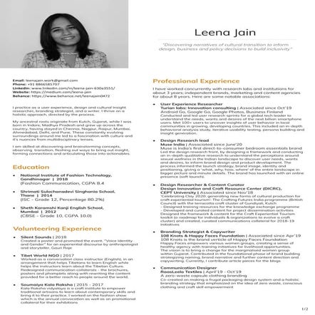 Resume leena jain | PDF