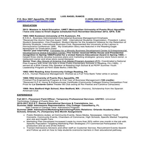 Resume luis angel ramos double 2013 | PDF
